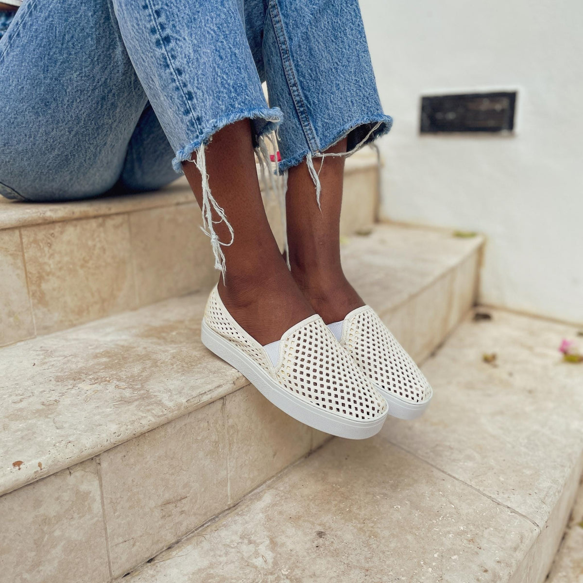 Jibs Classic Soft White | Bio Leather Slip-ons